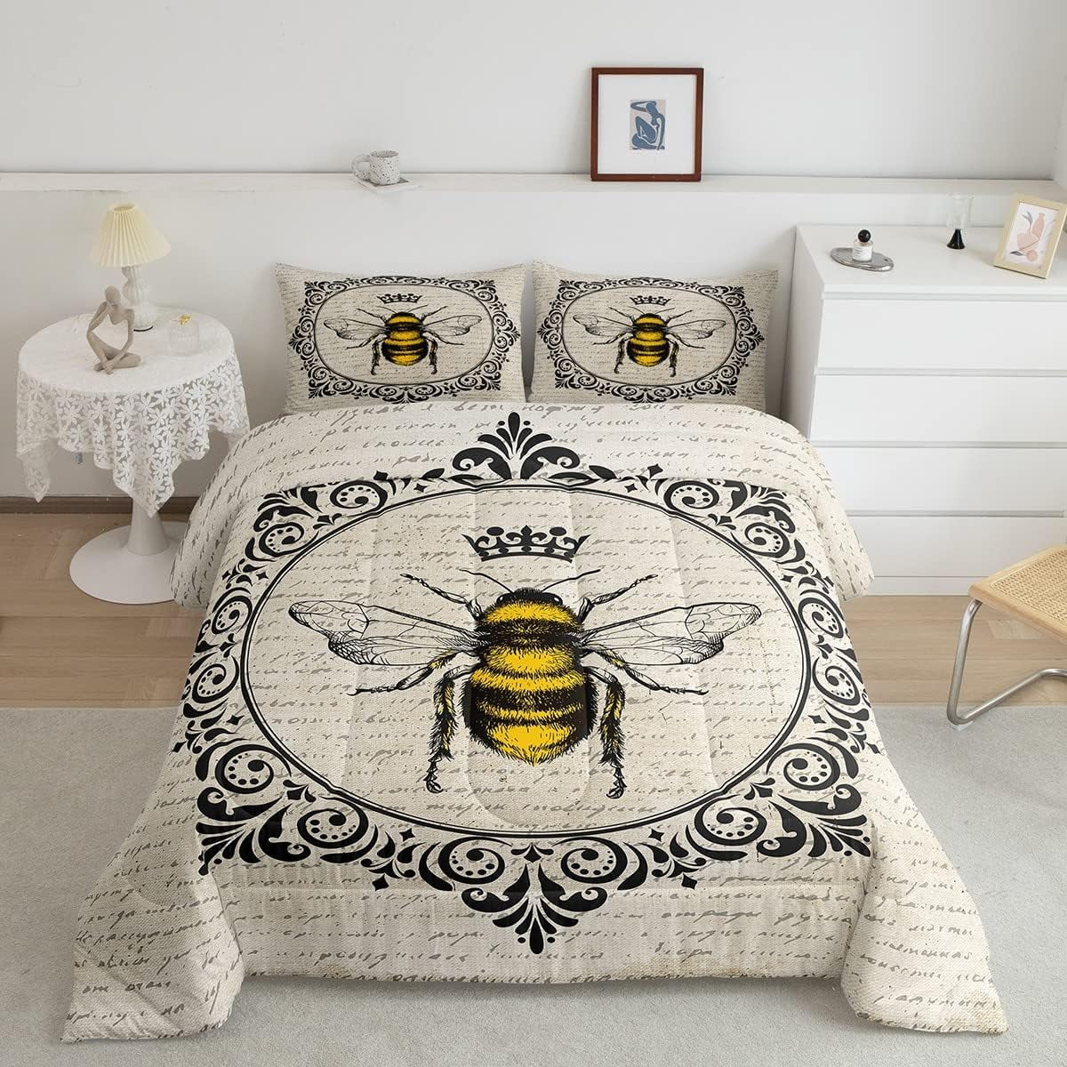 YSTSweet Honey Bee Comforter Set Queen Cute Kawaii Animal Bedding ...