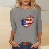 YSUEJPF 4th of July Celebration Shirts for Women American Flag Print ...