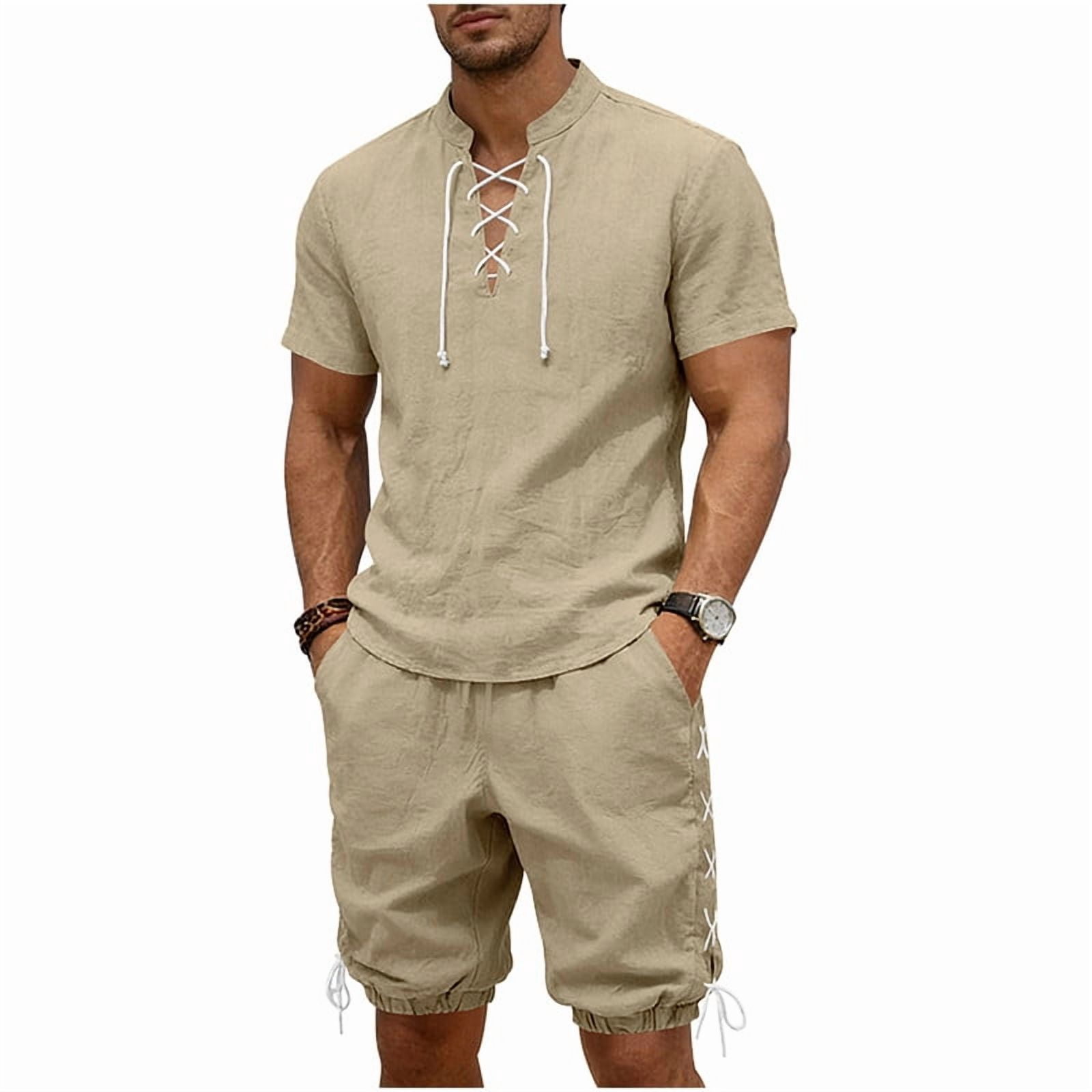 YSUEJPF Matching Sets for Men 2 Piece Summer Sets Lace Up Renaissance ...