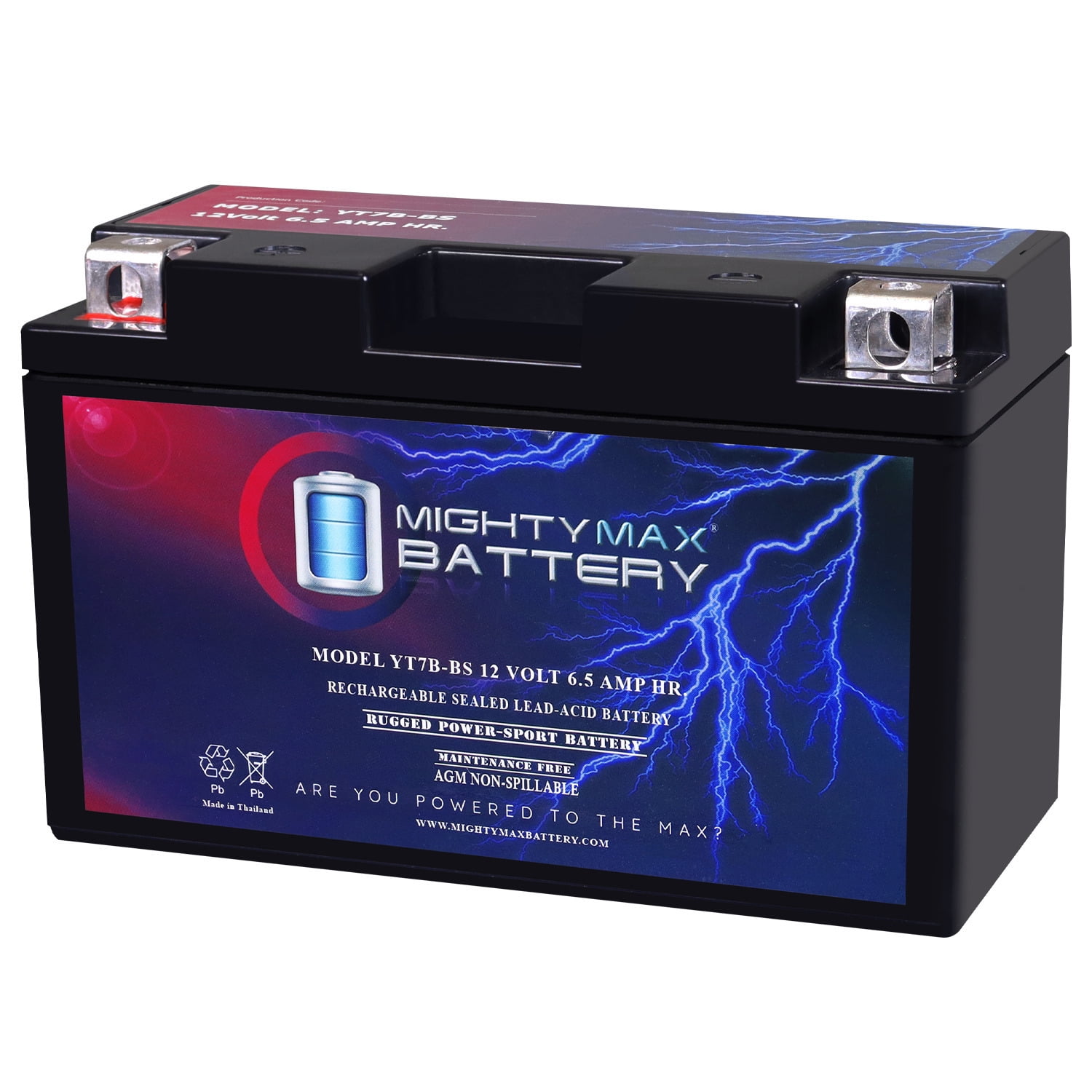 YT7B-BS 12V 6.5AH Replacement Battery for ST7B-BS Motorcycle Battery ...