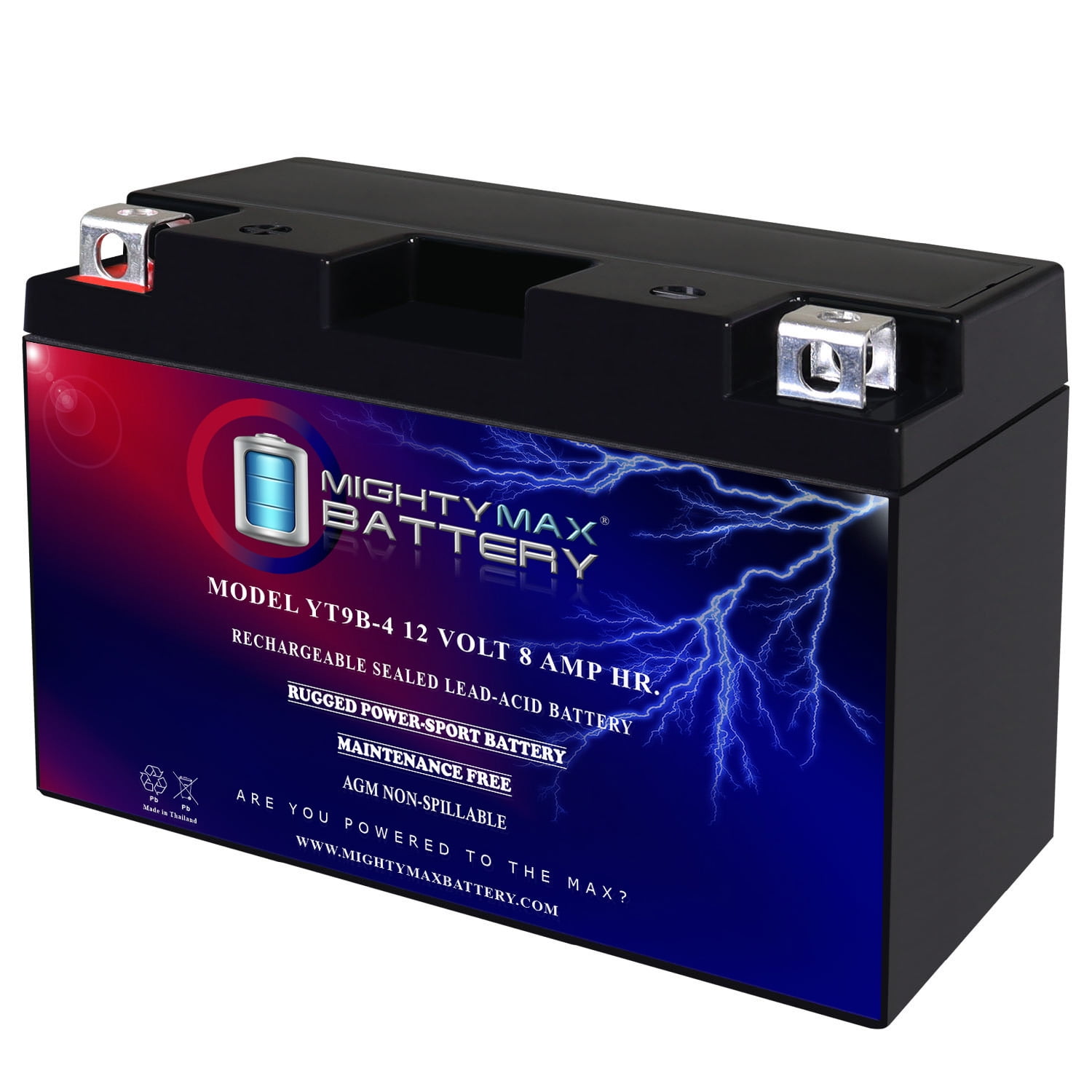 YT9B-4 12V, 8Ah, AGM, Replacement Battery Compatible with Interstate ...