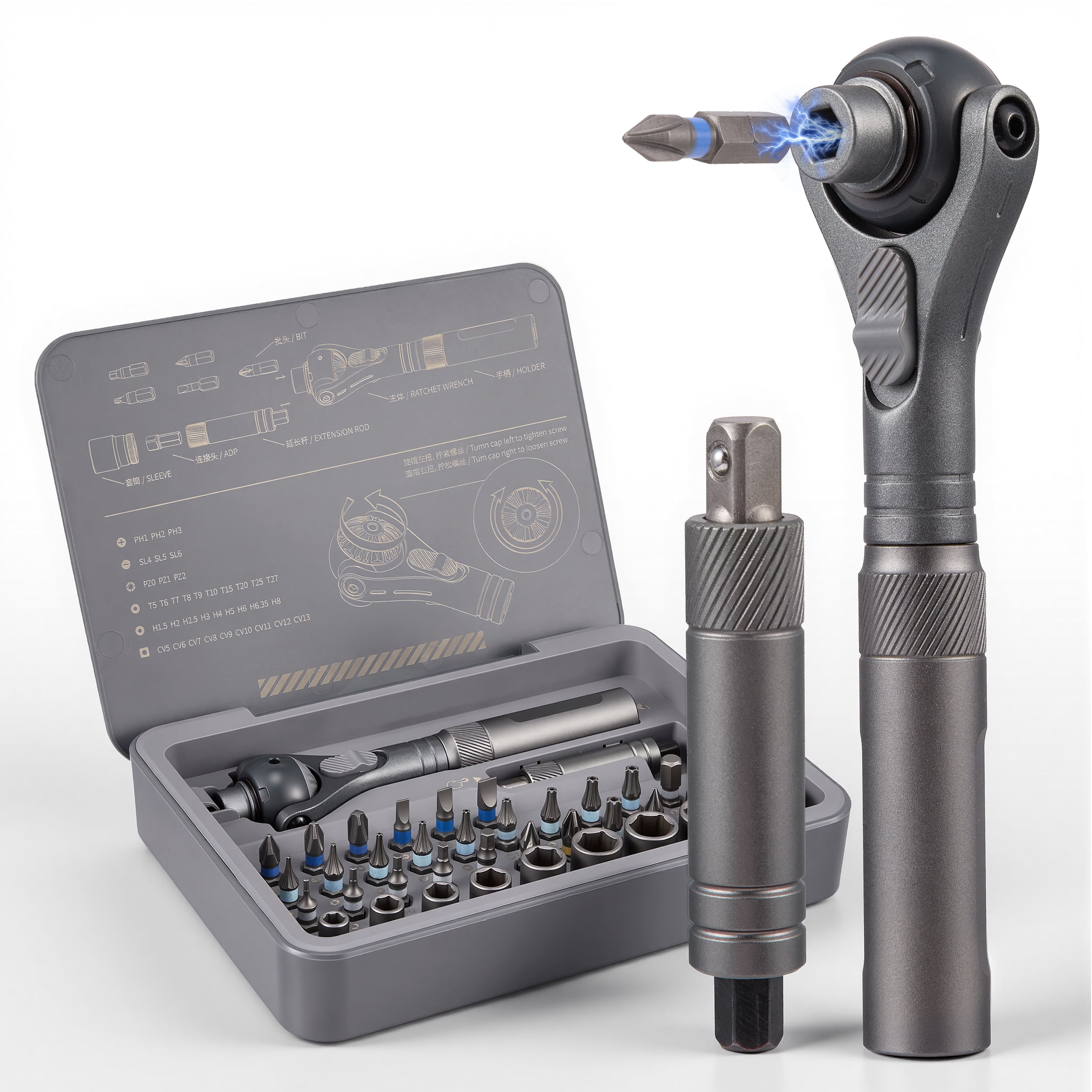 YTAKY Magnetic Screwdriver 40 in 1, multi-purpose Ratchet Screwdriver ...