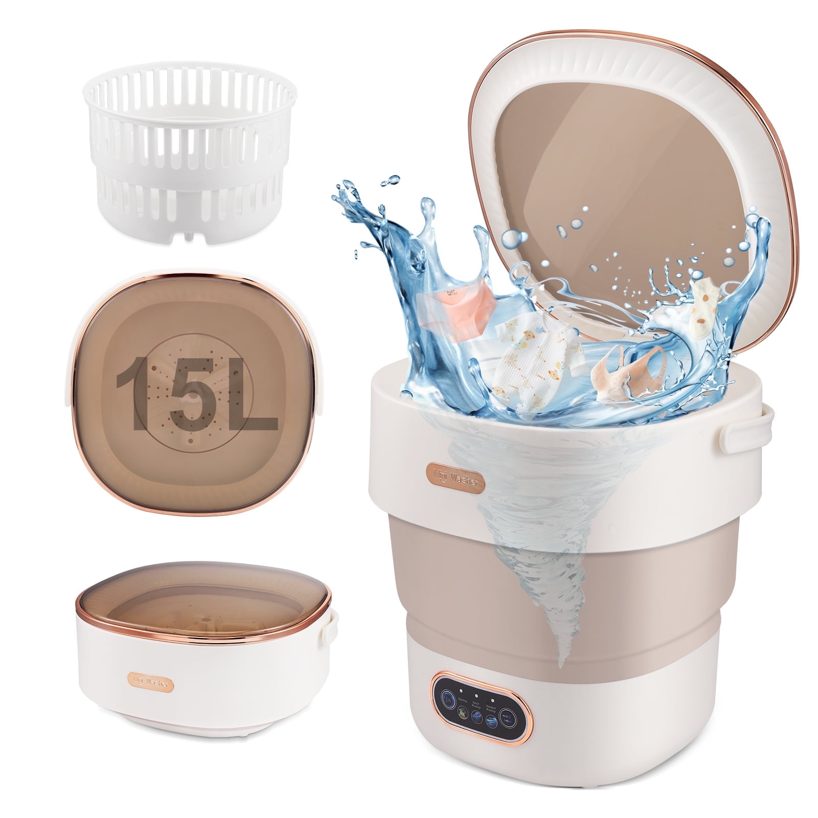 YTAKY 15L Portable Washing Machine, Mini Foldable Washer for Apartment ...