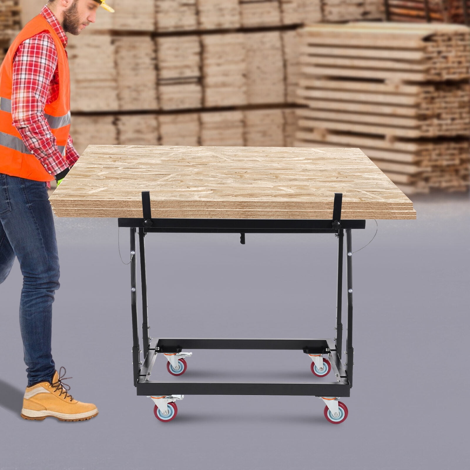 YTBW 1000Lbs Plywood Panel Dolly Trolley Truck 4 Swivel Wheels Tilting ...