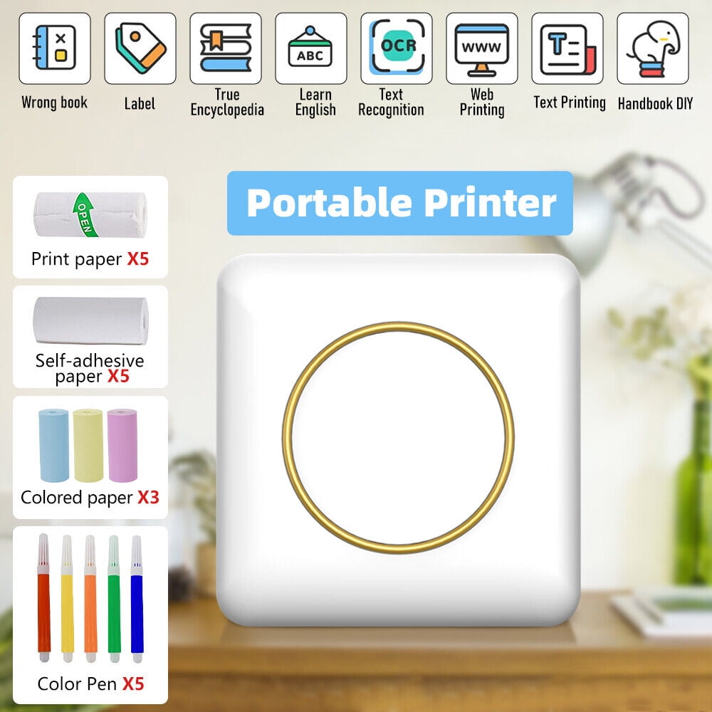 YTBW 2024 Mini Portable Thermal Printer Instant Sticker Printer ...