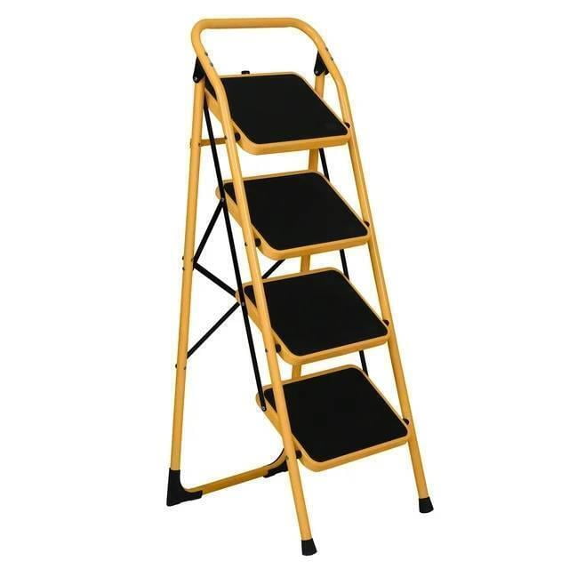 YTBW 4-Step Folding Heavy-Duty Steel Ladder Wide Platform Steps 330Lbs ...