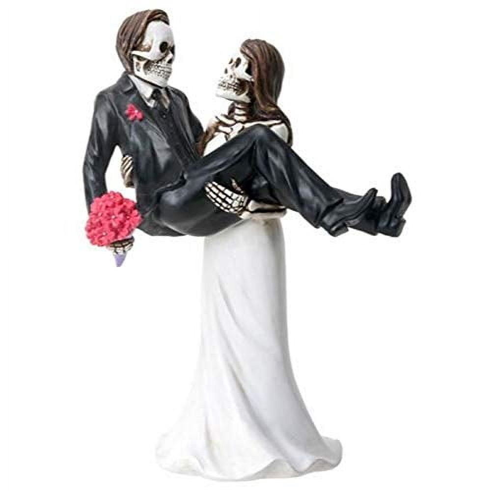 YTC Bride Carrying Groom Skeleton Face Wedding Couple Statue Figurine ...
