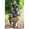 YTC SUMMIT Black Bear Cubs Statue, Solar LED Lantern Light Welcome Sign ...
