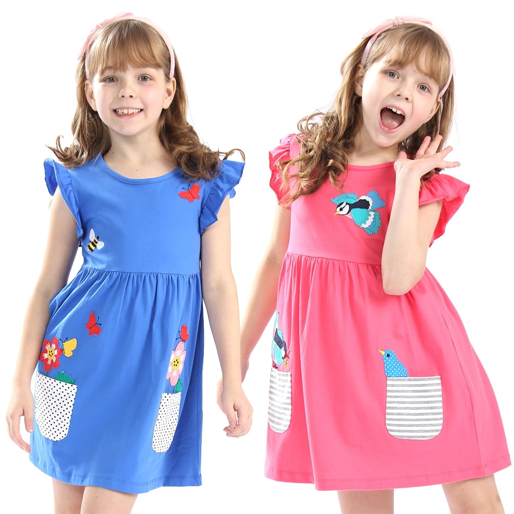 YTDSCS 2-12Y Girls Fashion Dresses Summer Swing Sleeveless Casual Dress ...