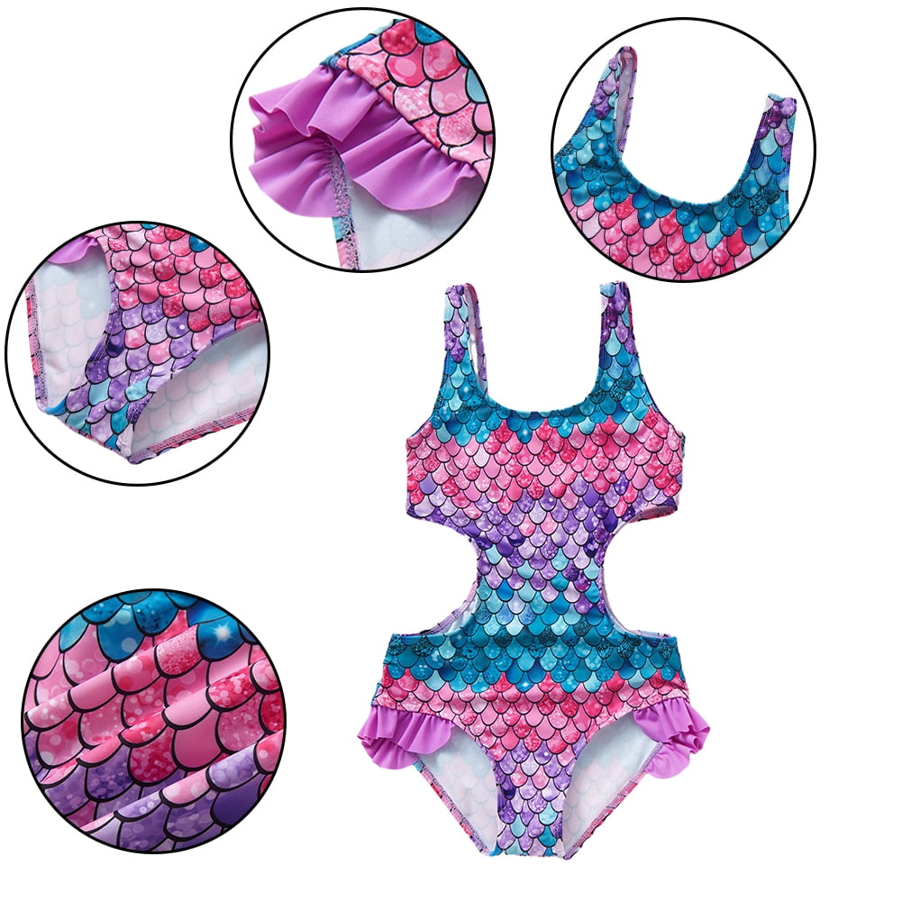 YTDSCS 3-12T Girls One Piece Swimsuit Kids Ruffle Bathing Suits Beach ...