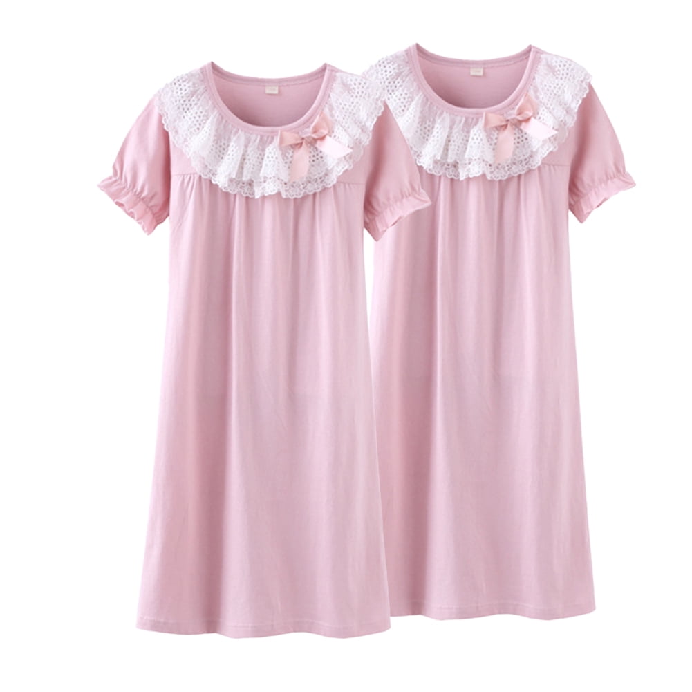 YTDSCS 3-14 Years Girls Short-Sleeved Nightgowns Summer Soft Cotton ...