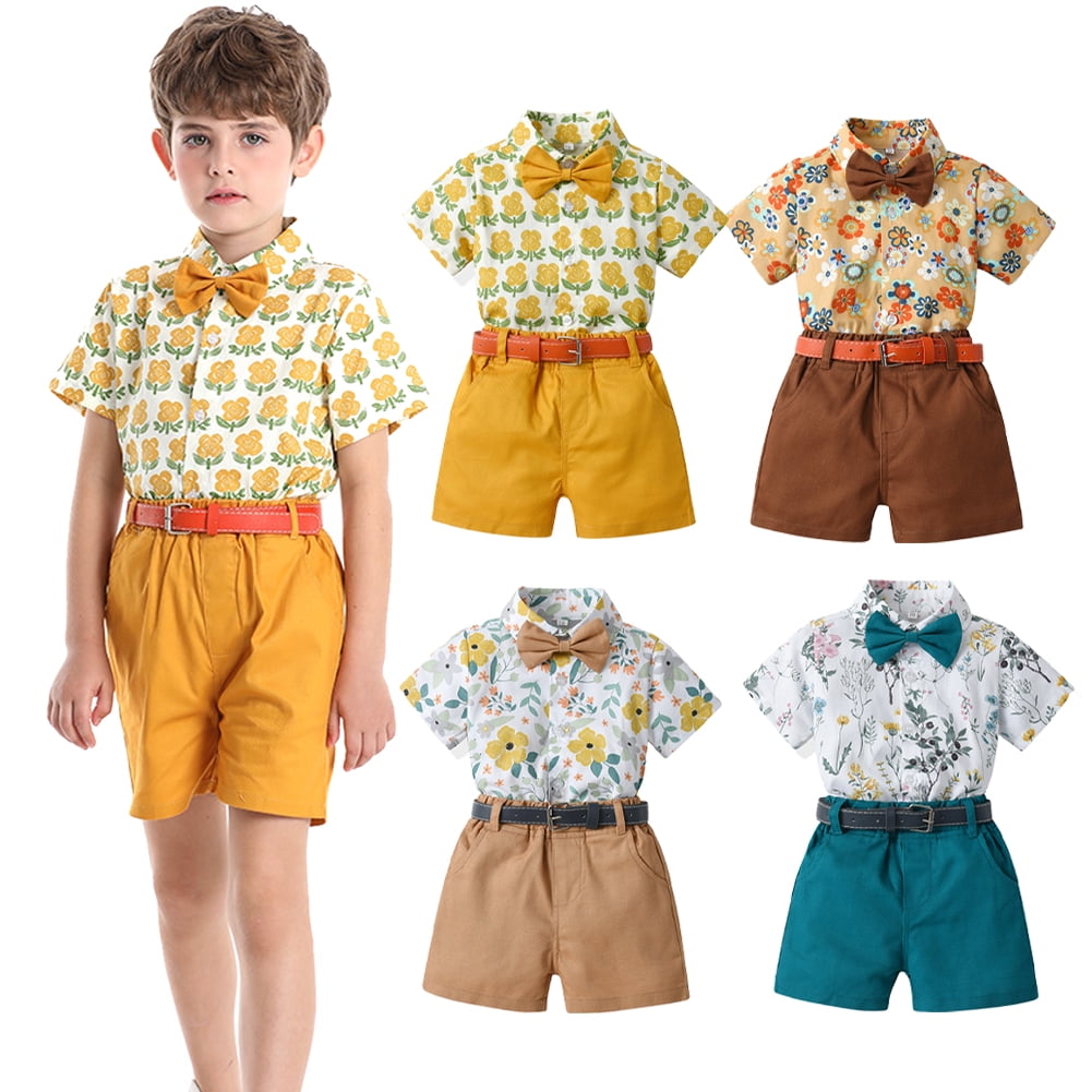 YTDSCS Baby Boys Gentleman Suit Clothes, Kids Floral Print Short Sleeve ...