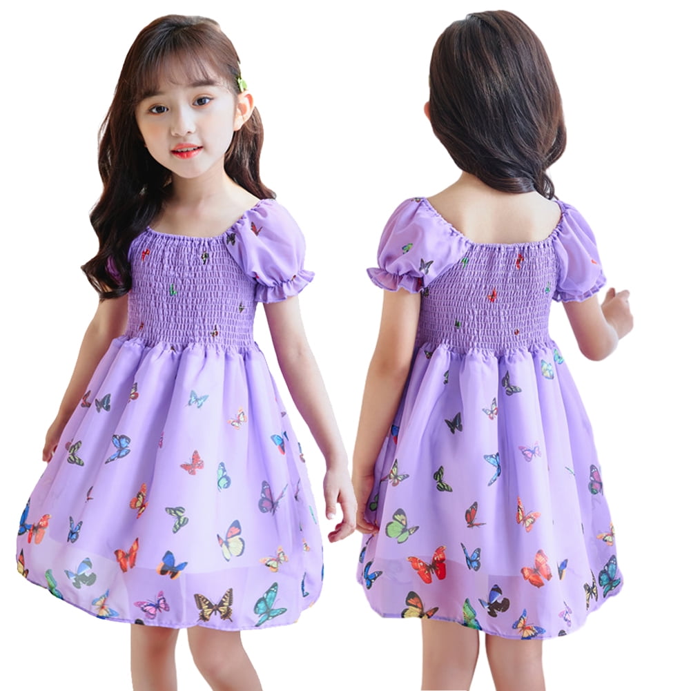 YTDSCS Baby Girls Printed Dress Bubble Sleeve Twirly Summer Sundress ...