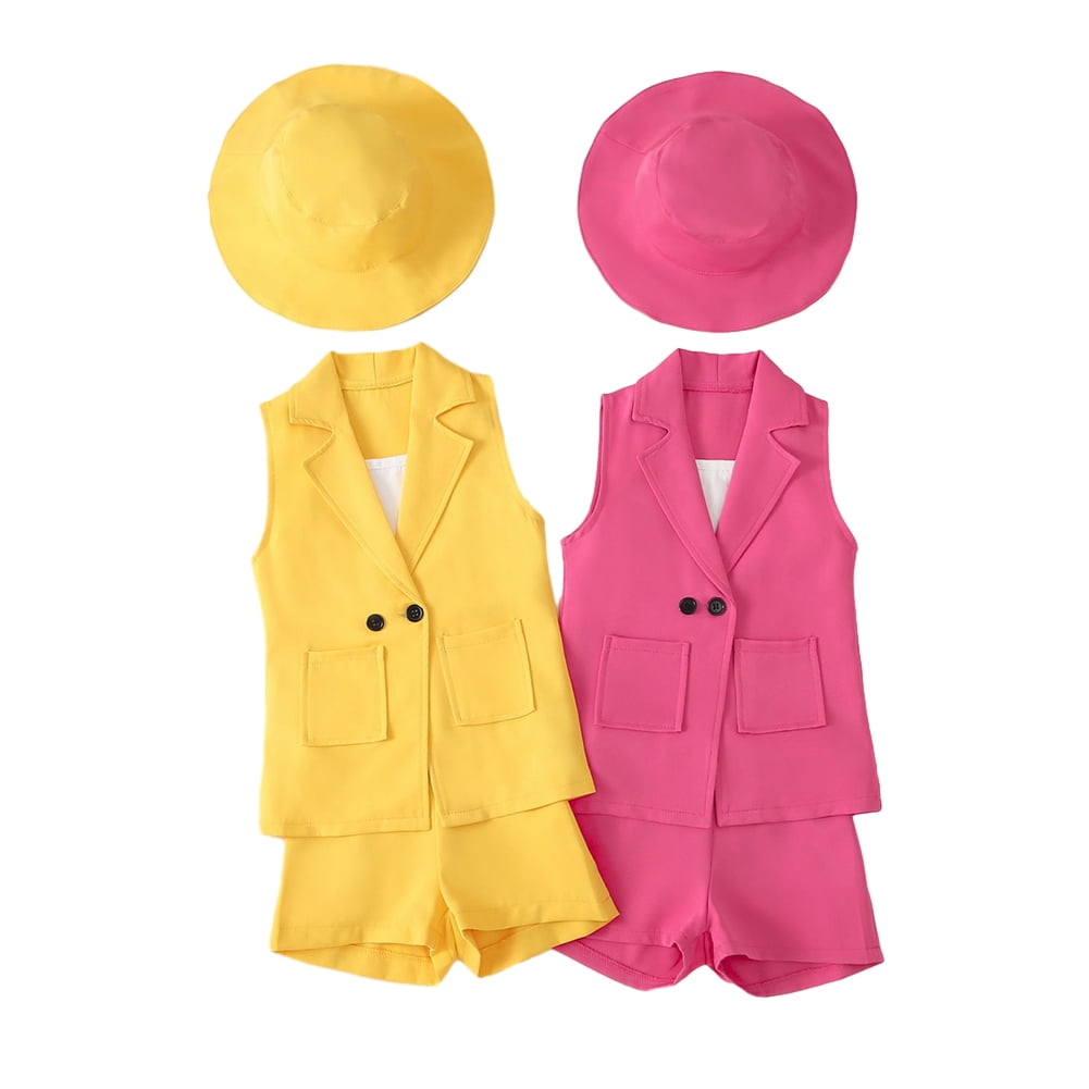 YTDSCS Baby Girls Summer Suit Vest Shorts 4PCS Outfits for Kids ...