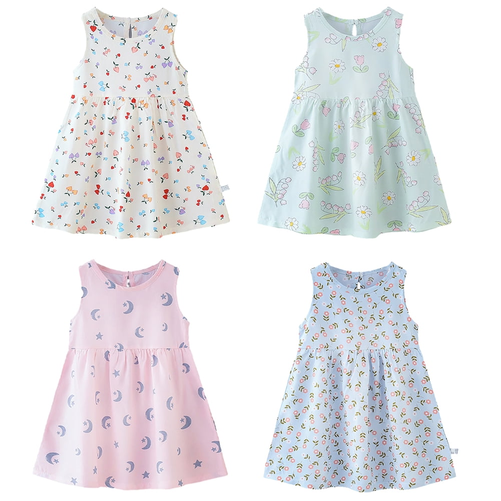 YTDSCS Baby Toddler Girls Sleeveless Floral Dresses Baby Summer Dress ...