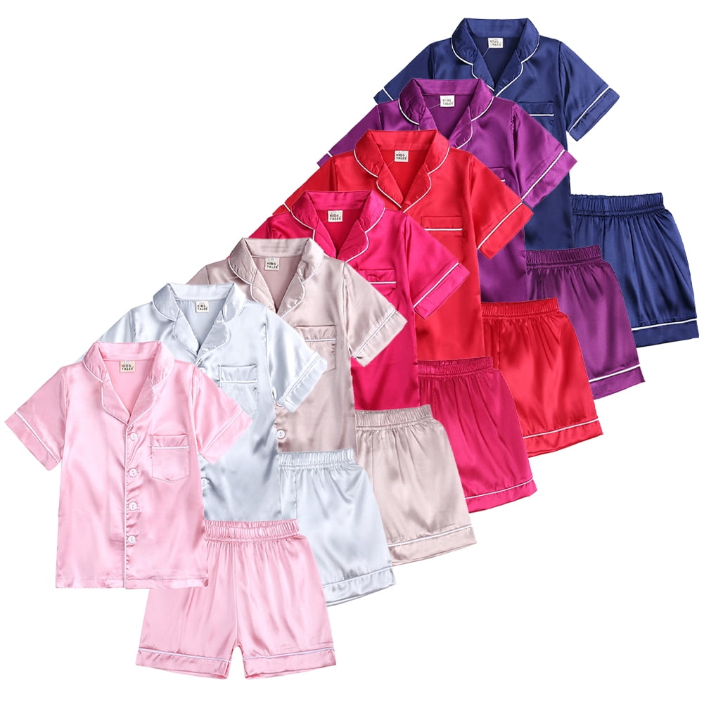 YTDSCS Boys Girls Silk pajamas Pj Outfits Loungewear 2 Piece Teenagers ...
