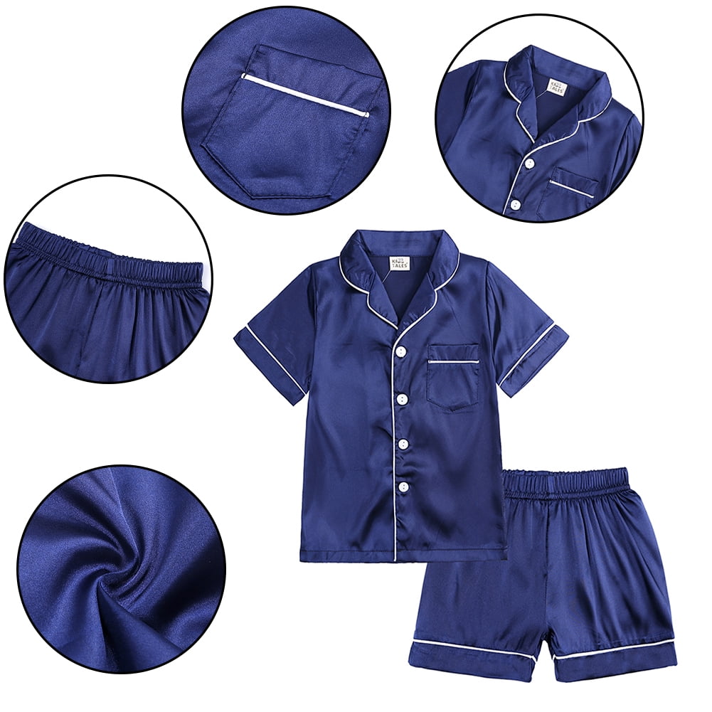 YTDSCS Boys Girls Silk pajamas Pj Outfits Loungewear 2 Piece Teenagers ...