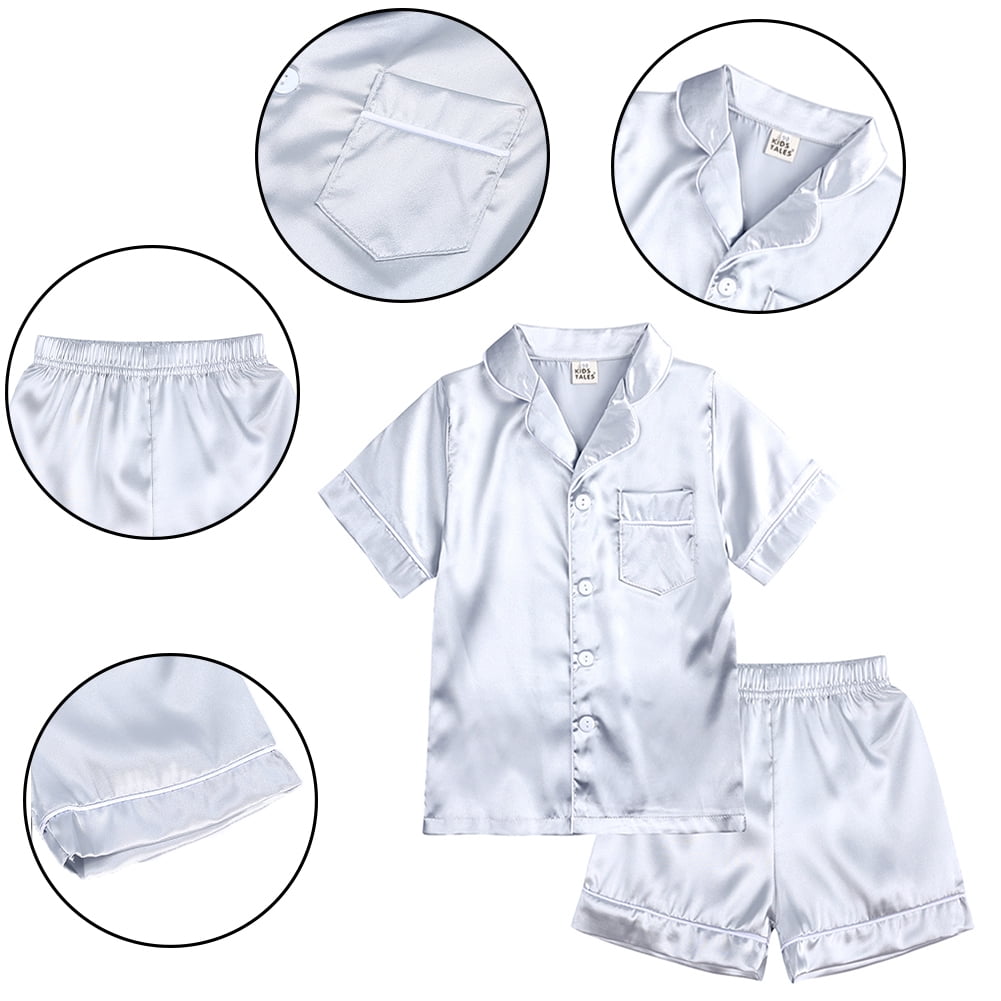 YTDSCS Boys Girls Silk pajamas Pj Outfits Loungewear 2 Piece Teenagers ...