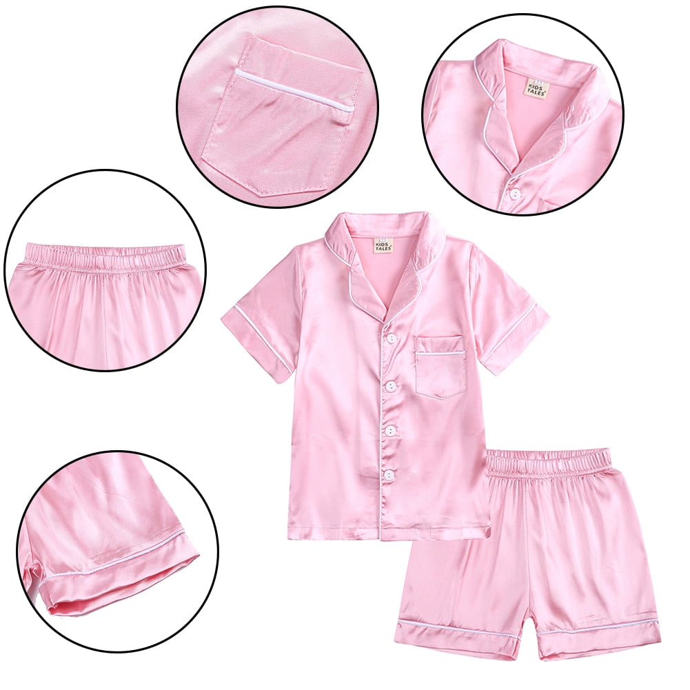 YTDSCS Boys Girls Silk pajamas Pj Outfits Loungewear 2 Piece Teenagers ...