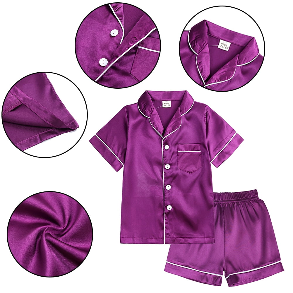 YTDSCS Boys Girls Silk pajamas Pj Outfits Loungewear 2 Piece Teenagers ...