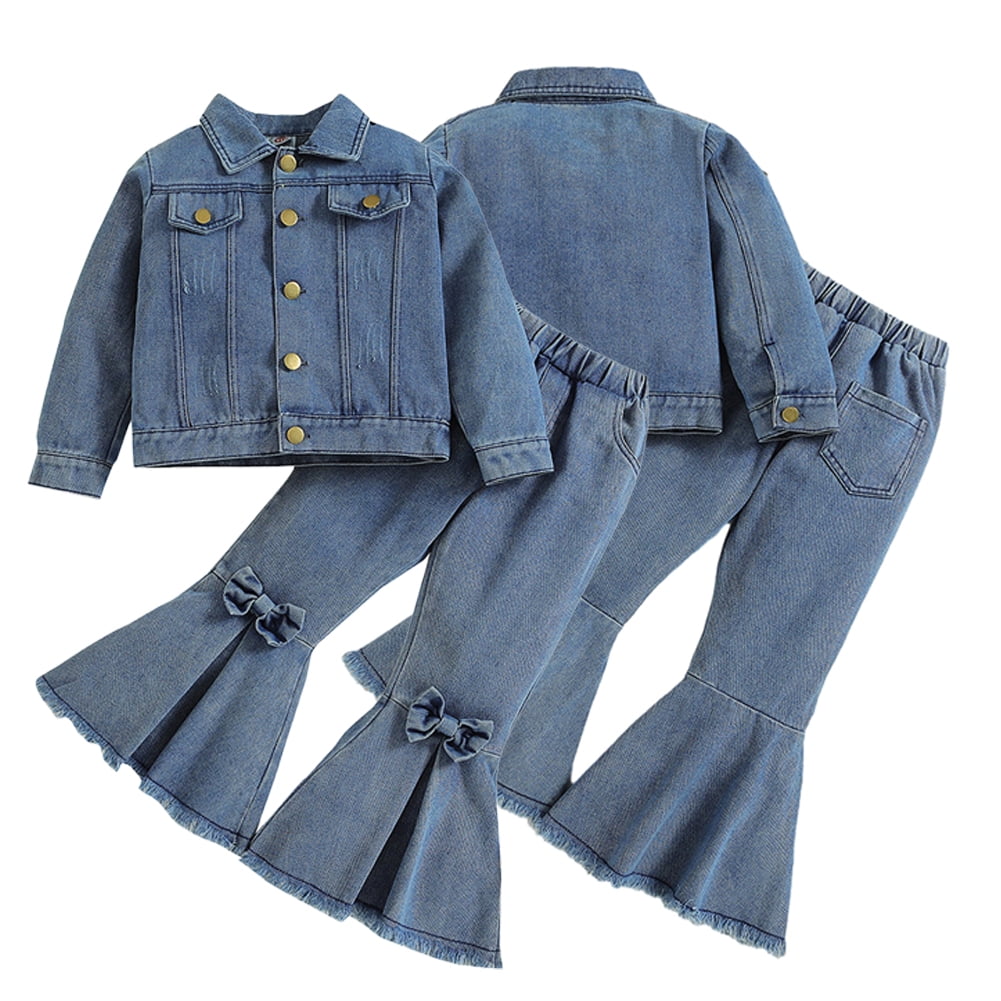 YTDSCS Girls Denim 2-Piece Outfit for Toddler Kids Spring Autumn Long ...