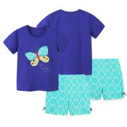 Musuos Kids Girls 2-piece Outfit Set Butterfly Print T-shirt+Skirt Set ...