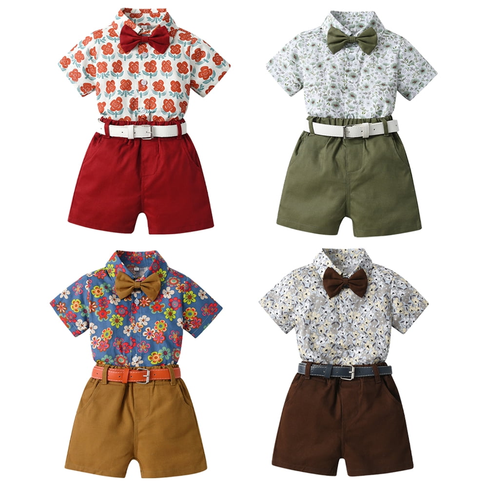YTDSCS Kids Baby Short Sleeve Shirt Shorts Sets for Boys,Button Flower ...