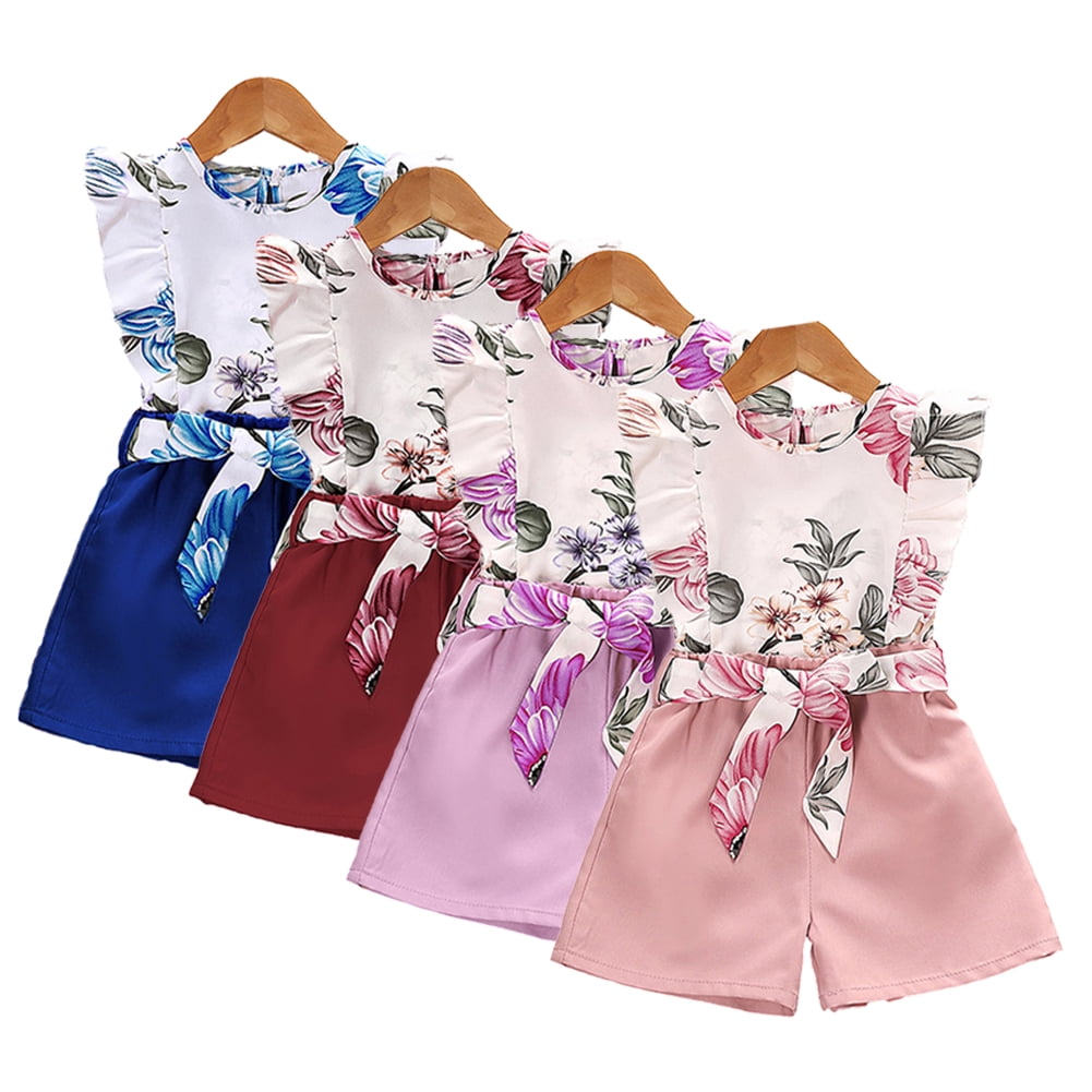 YTDSCS Kids Girls Sleeveless Printed Vest Tops Shirts + Shorts Pant ...