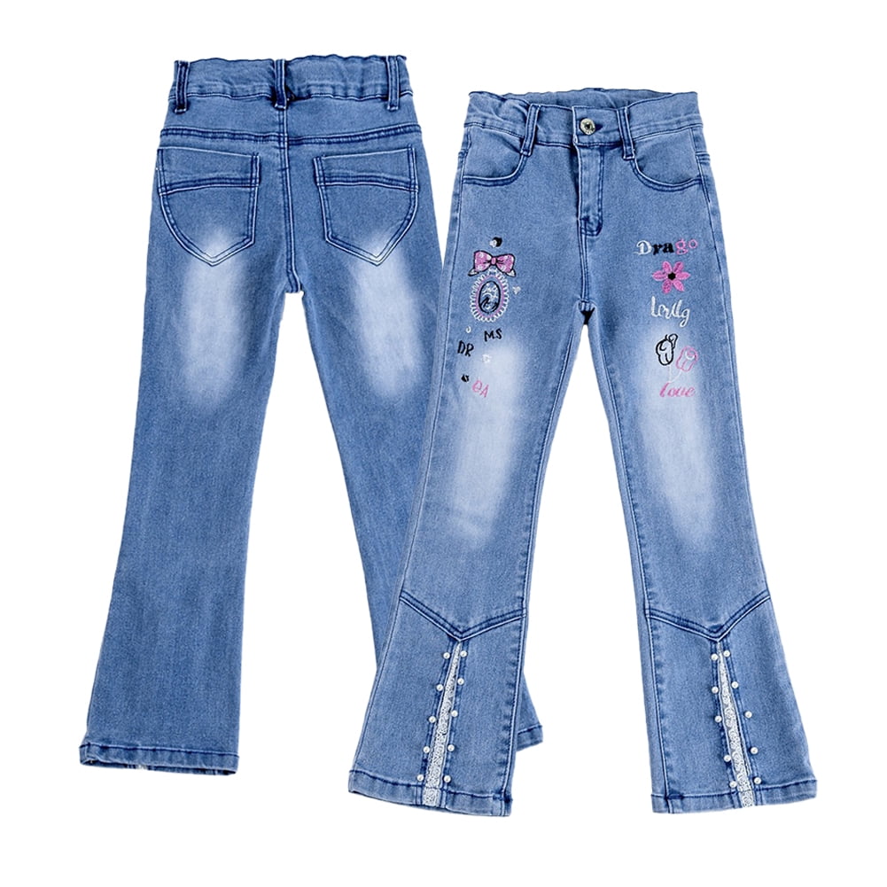 YTDSCS Kids Toddler Girls Flared Jeans Baby Bell Denim Bottoms Stretch ...