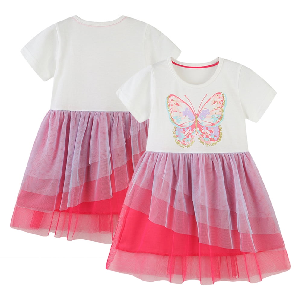YTDSCS Kids Toddler Mesh Dresses for Girls Summer Butterfly Print Dress ...