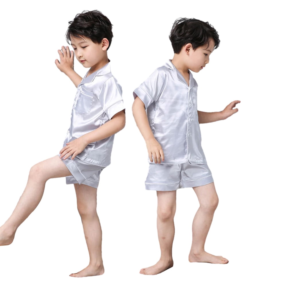 YTDSCS Little Boys Girls Short Satin Pajamas Set for Toddler Kids ...