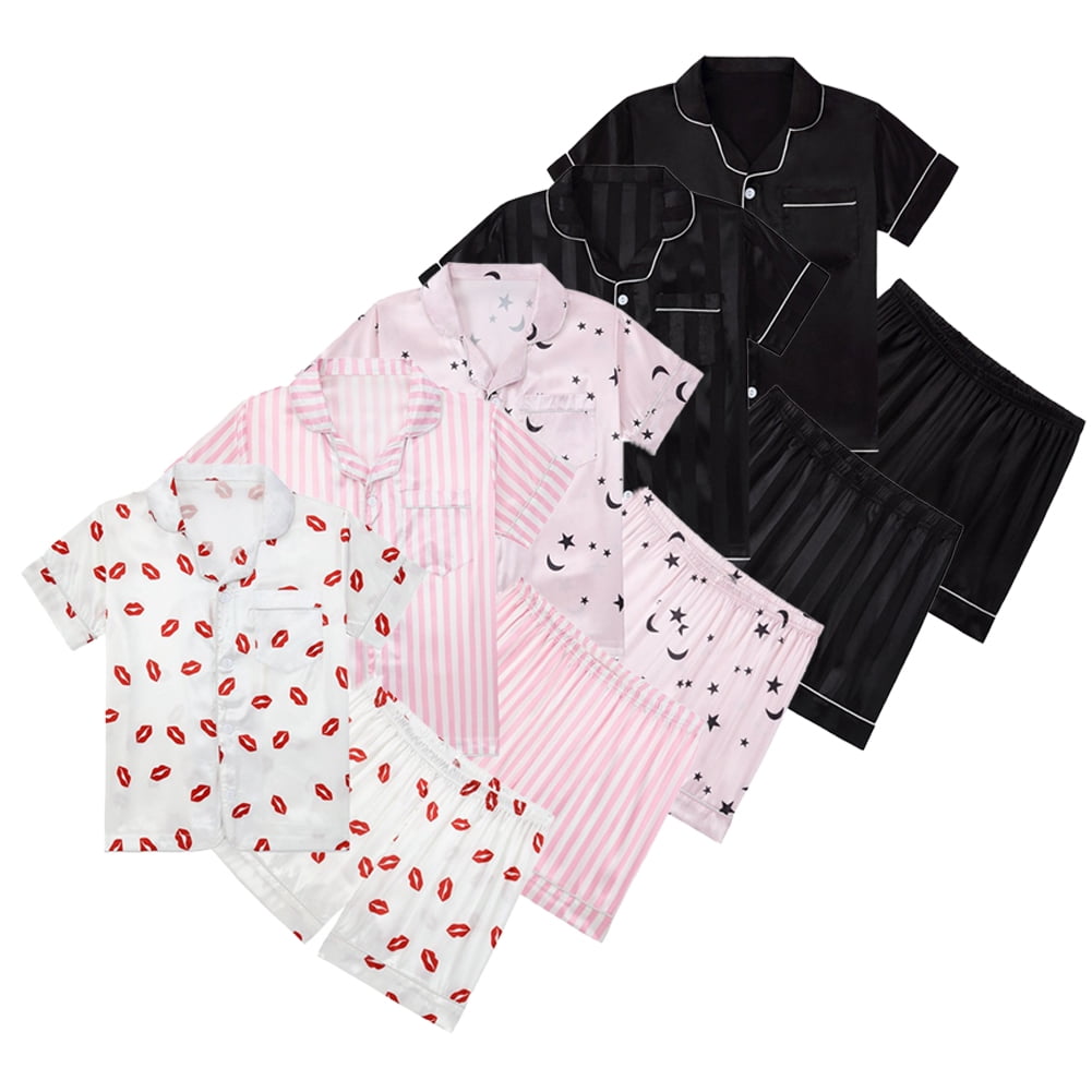 YTDSCS Toddler Girls Boys 2 PCS Silk Stain Pajamas Set Kids Summer ...