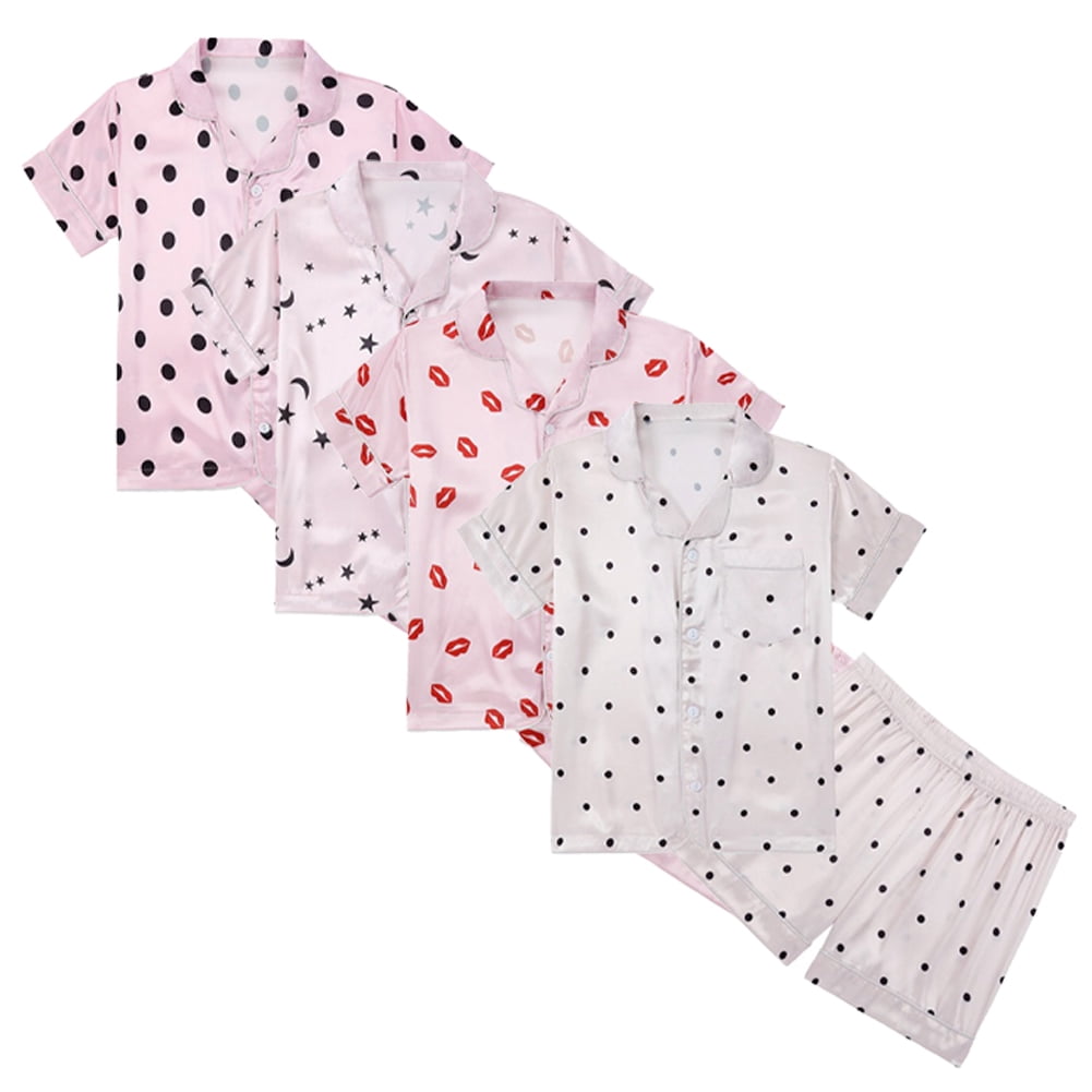 YTDSCS Toddler Girls Boys 2 PCS Silk Stain Pajamas Set Kids Summer ...