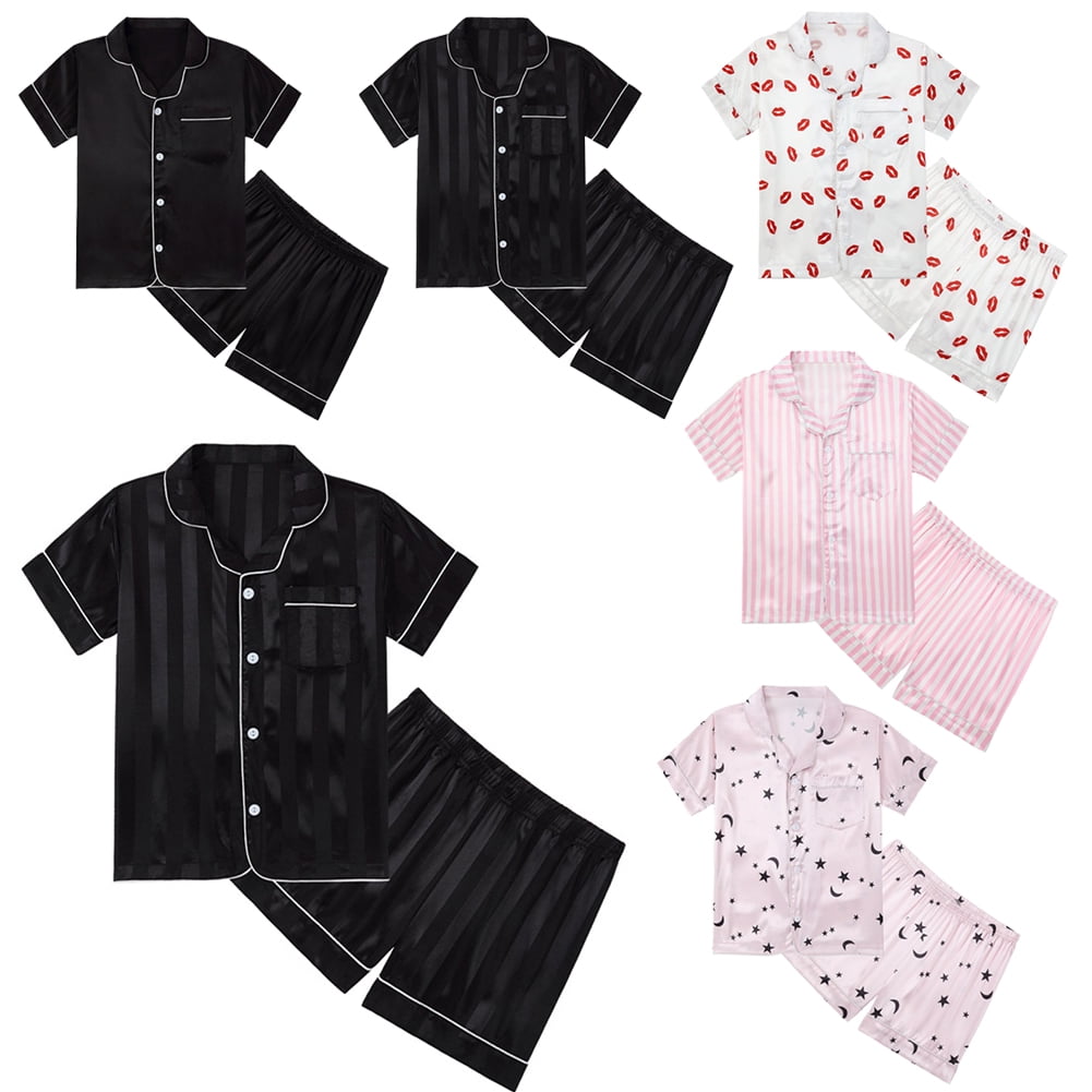 YTDSCS Toddler Girls Boys 2 PCS Silk Stain Pajamas Set Kids Summer ...