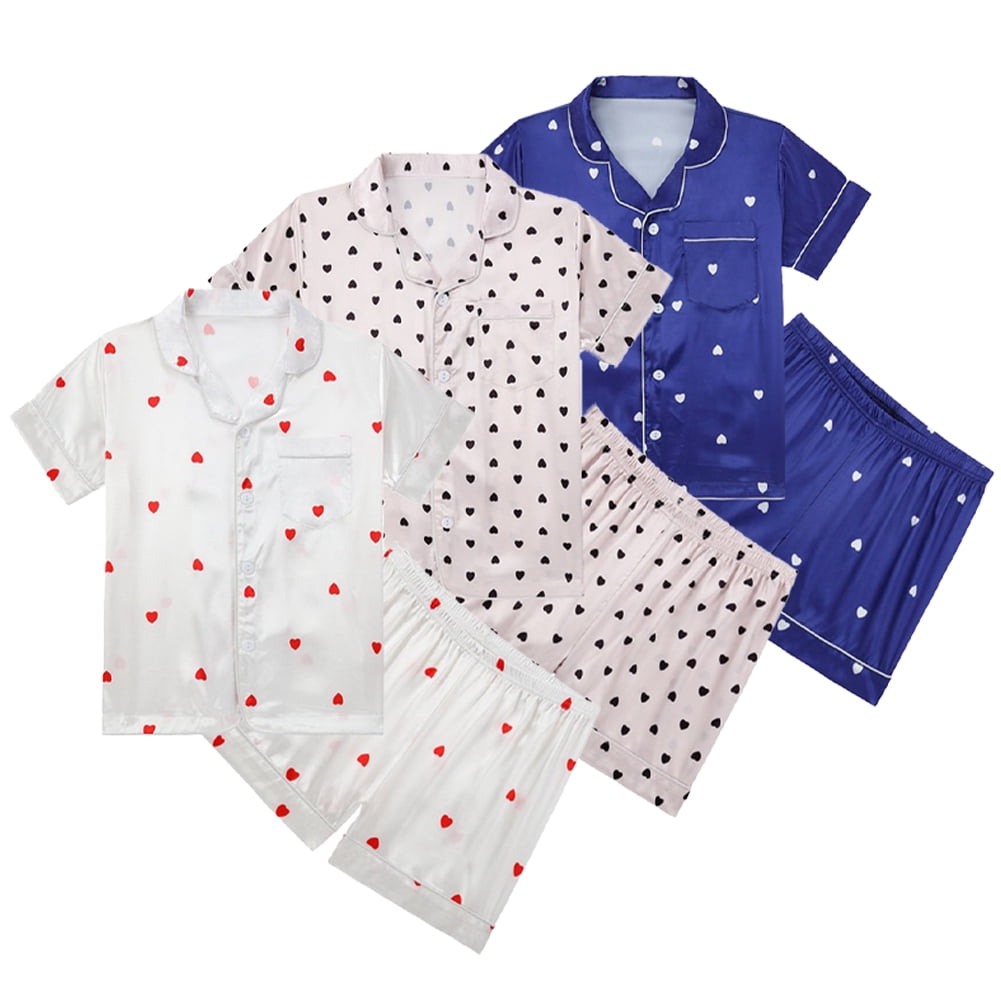 YTDSCS Toddler Kids Boys Girls Silk Stain Pajamas 2PCS Outfit Summer ...