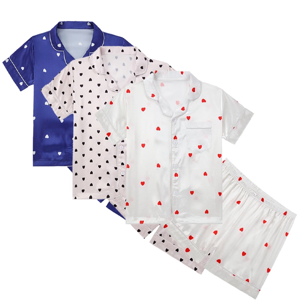 YTDSCS Toddler Kids Boys Girls Silk Stain Pajamas 2PCS Outfit Summer ...