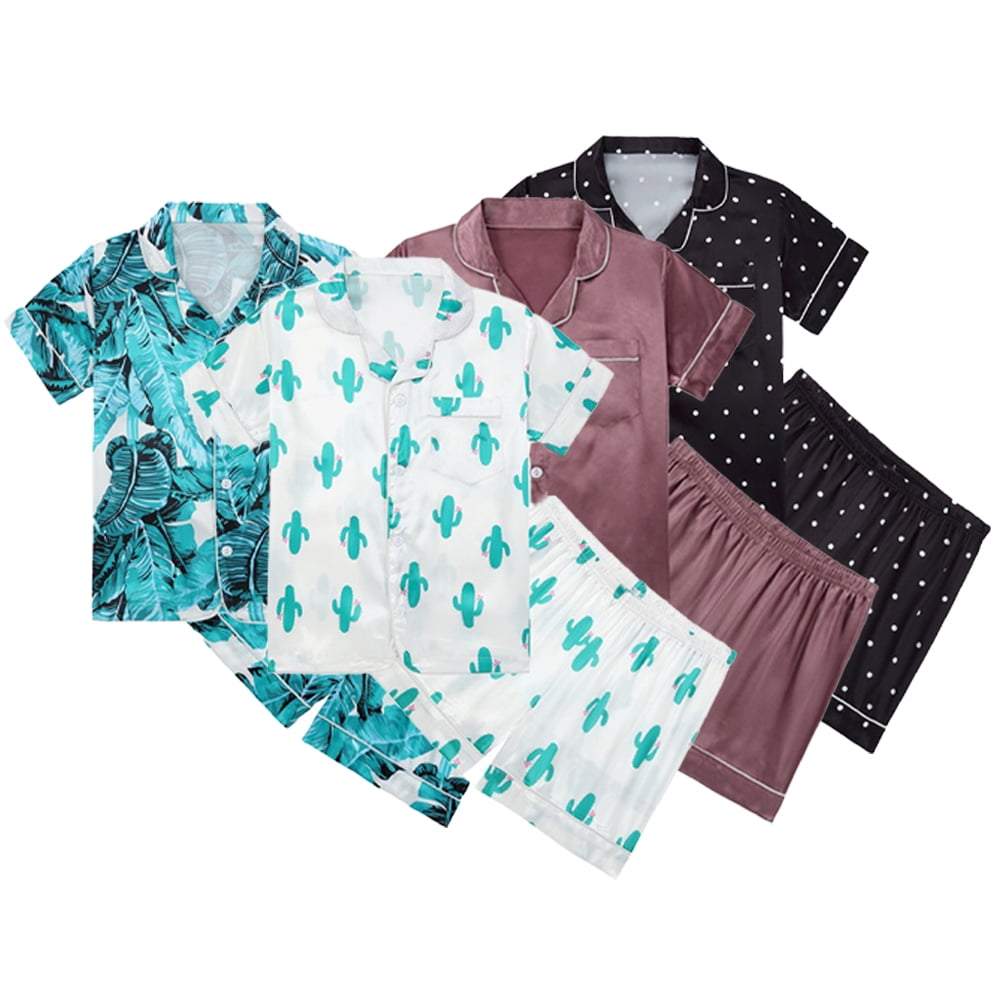 YTDSCS Toddler Kids Boys Girls Silk Stain Pajamas 2PCS Outfit Summer ...