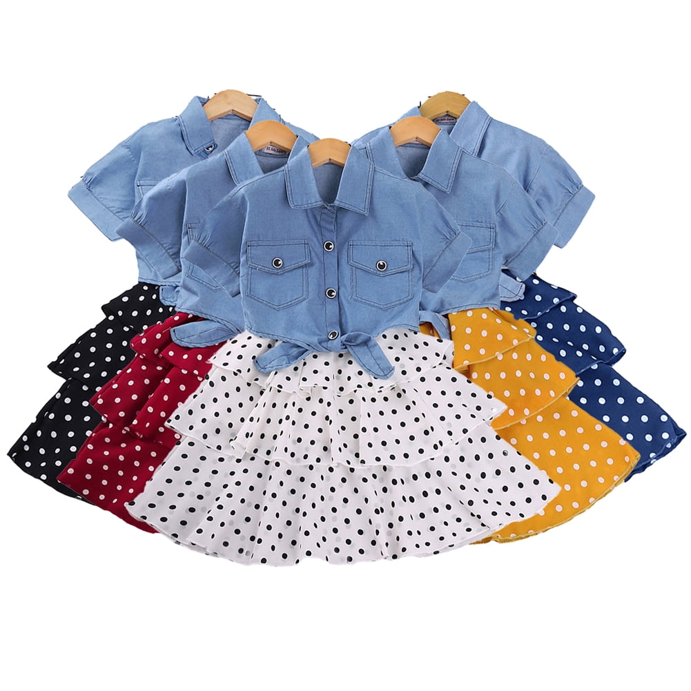 YTDSCS Toddler Kids Girls Summer Dresses 2PCS Outfits 4-12 Years Solid ...