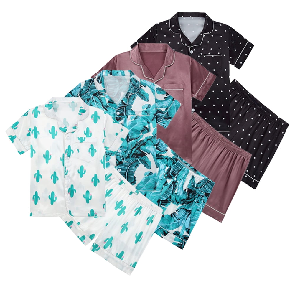 YTDSCS Unisex Kids Teen Silk Girls Summer Pajamas Pjs Set Big Boys ...