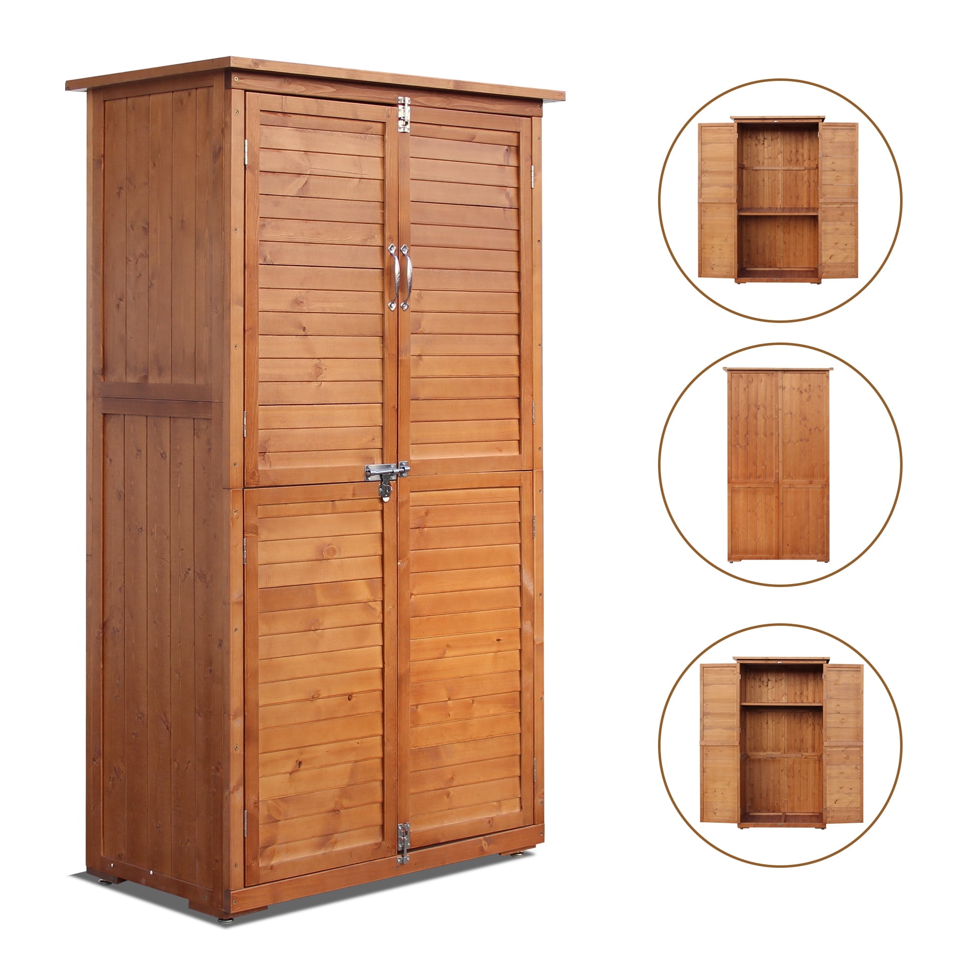 YTGLEN Extra Large 60" Outdoor Storage Cabinet - Weatherproof Wood w ...
