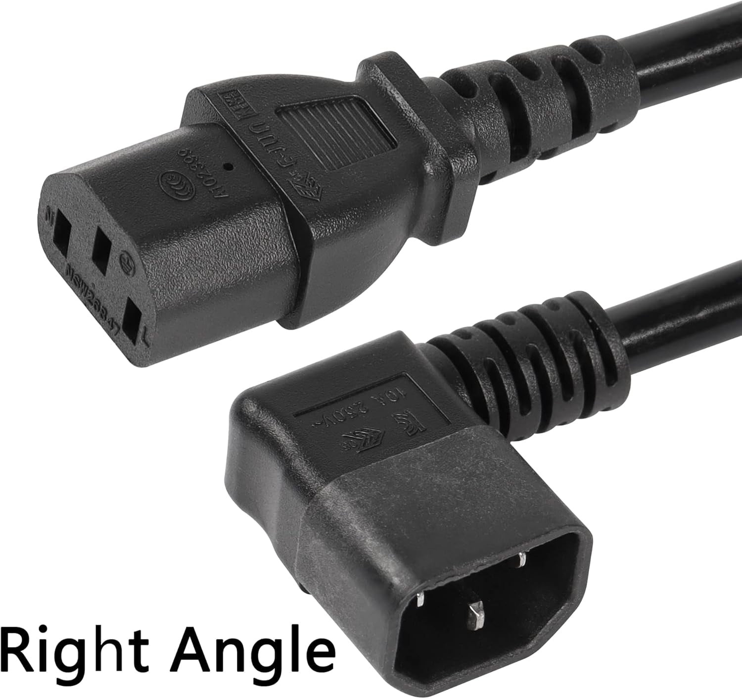 YTGRF-0.4m Right Angle IEC 320 C14 to C13 Power Cable, 90 Degree C14 ...