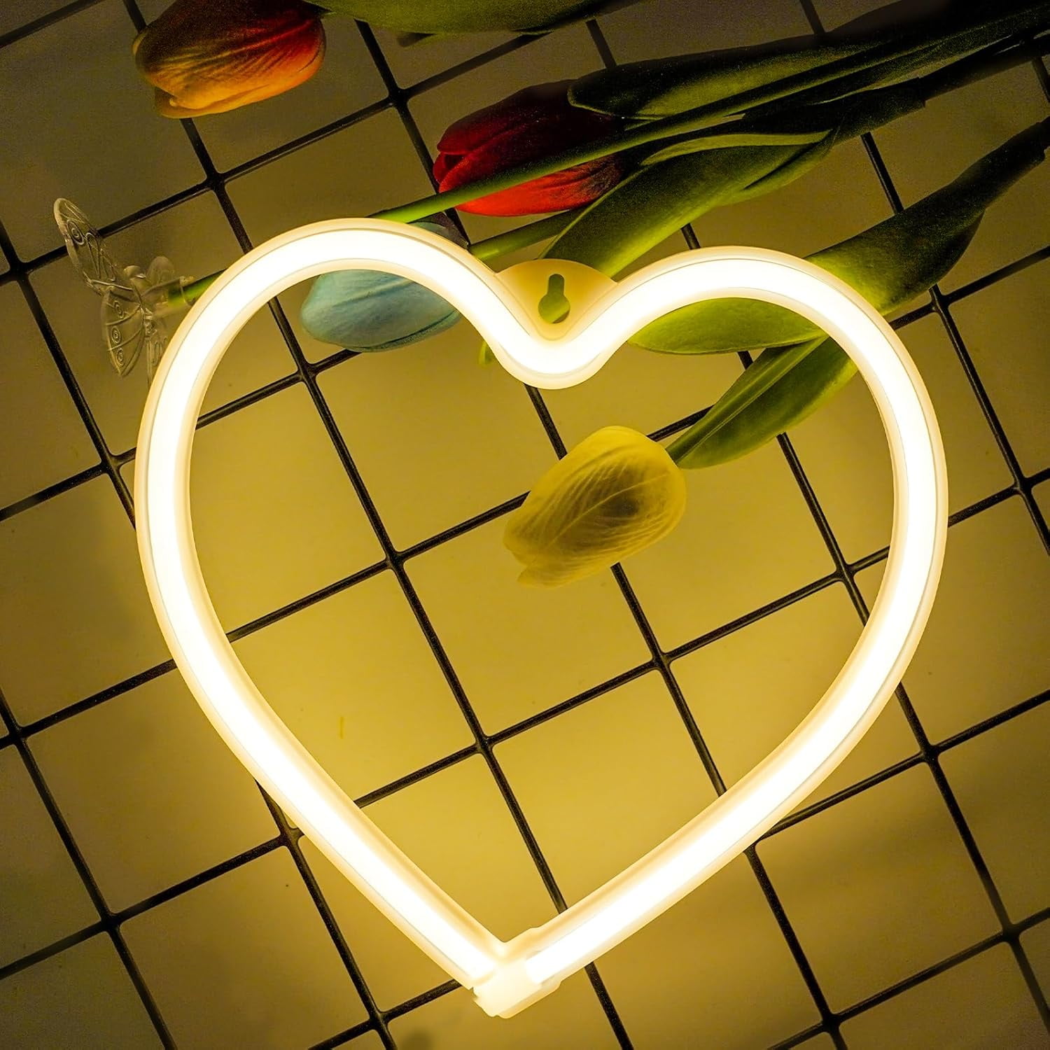 YTGRF-1-Pack Heart Neon Sign, Neon Heart Lights Battery Operated or USB ...