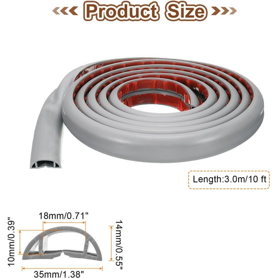 YTGRF-10ft Cord Cover Floor W0.71 x H0.39 Inner Channel PVC Hide ...