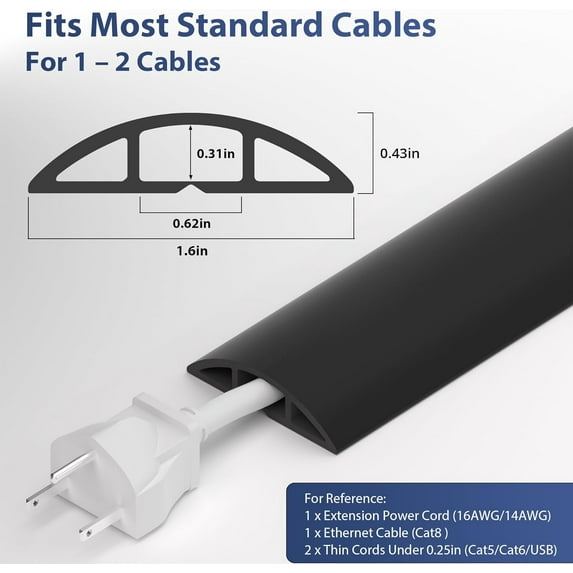YTGRF-10ft Cord Covers for Wires on Floor, Cord Hider Floor Hide ...