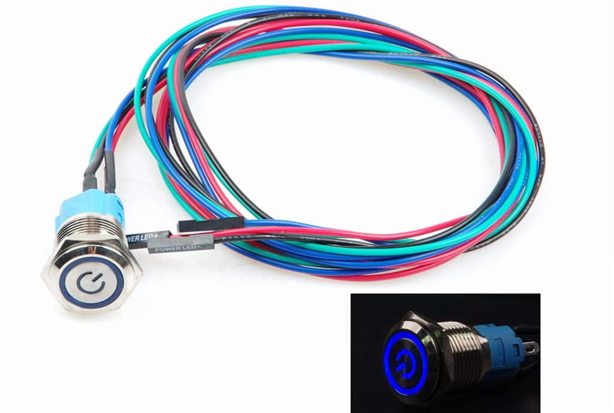 YTGRF-16mm Chassis Metal Button Switch with 100cm 3.3FT Extension Cable ...