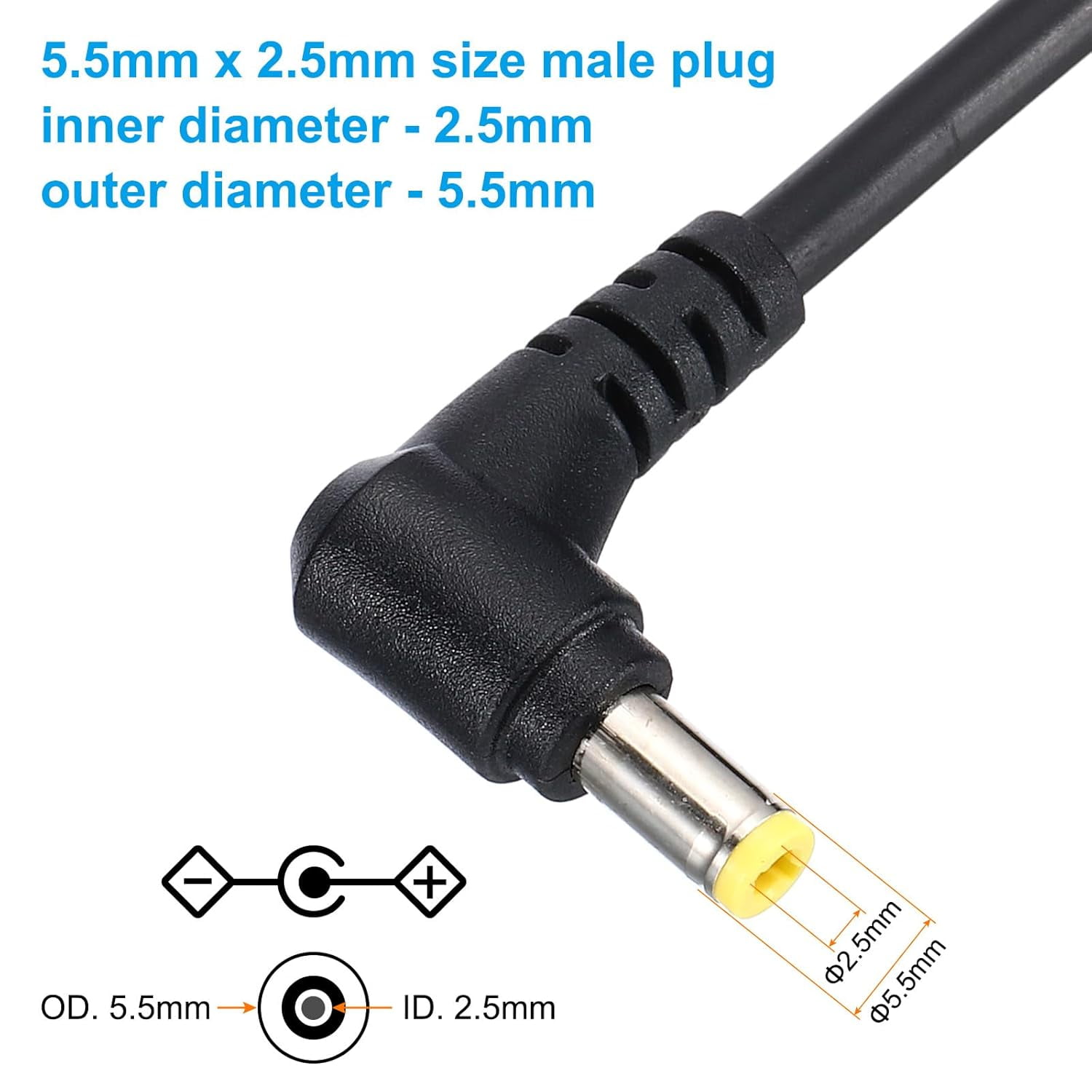 YTGRF-1Ft 5.5mm x 2.5mm Male to Male DC Power Cable, 18AWG Wire Adapter ...