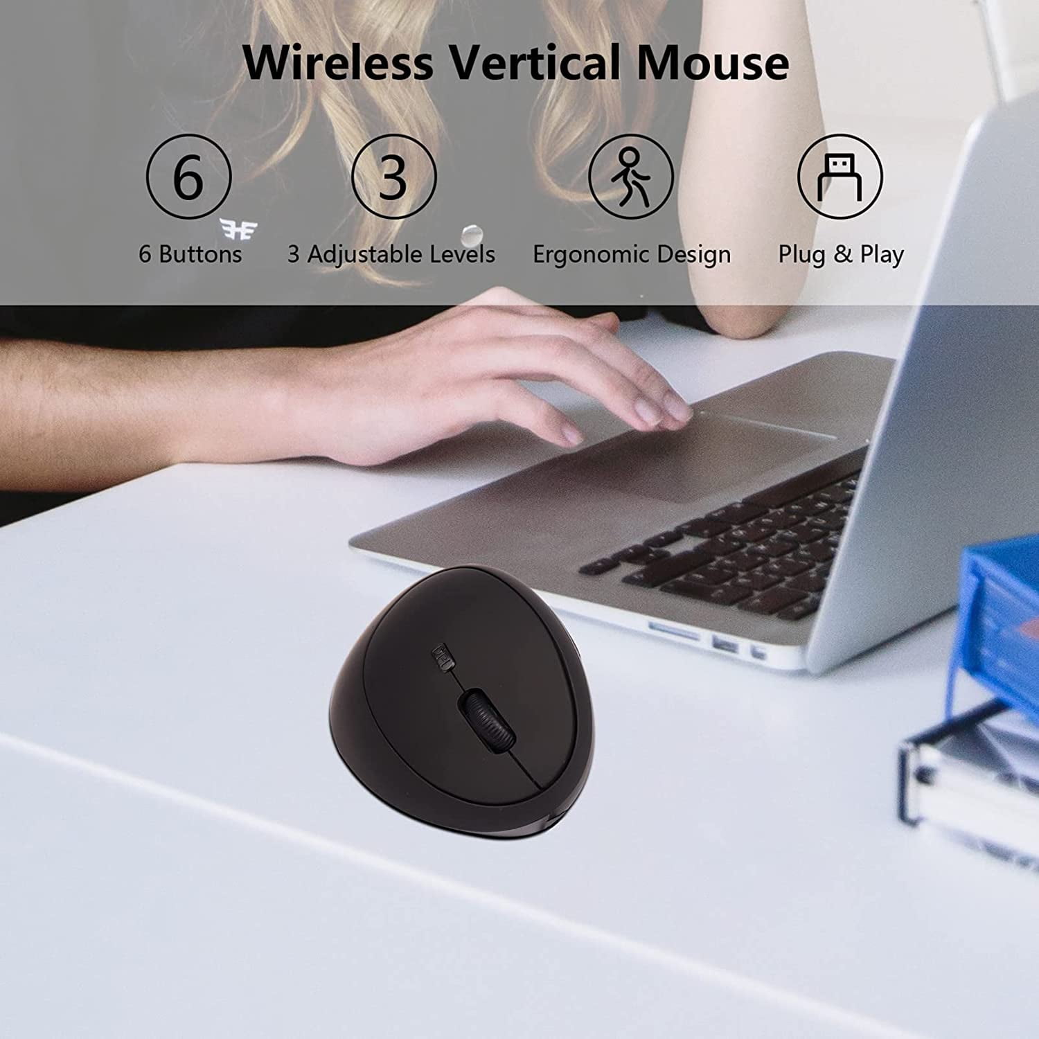 YTGRF-2.4G Wireless Vertical Mouse,Ergonomic Vertical Optical Mouse ...