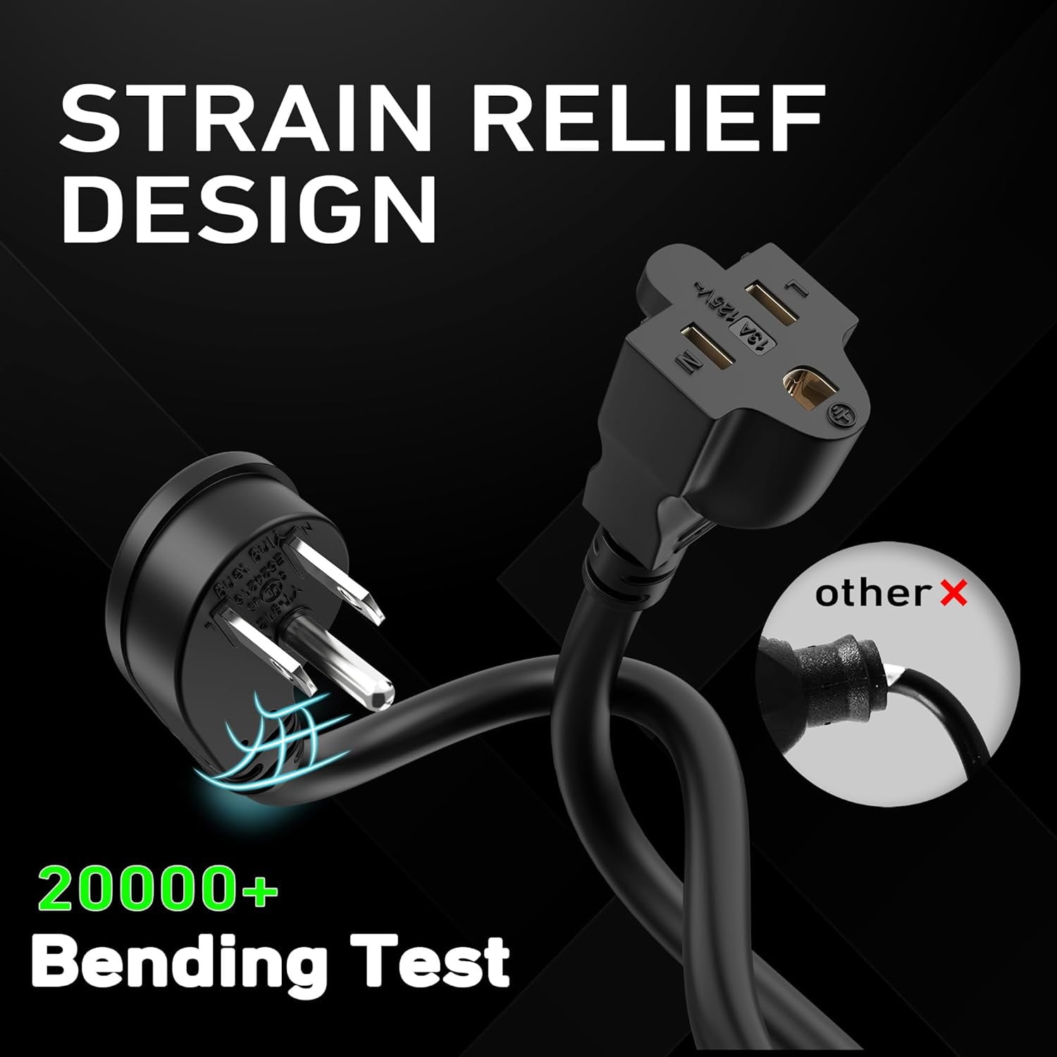 YTGRF-2 Pack Indoor Outdoor Extension Cord, Black Short Extension Cord ...