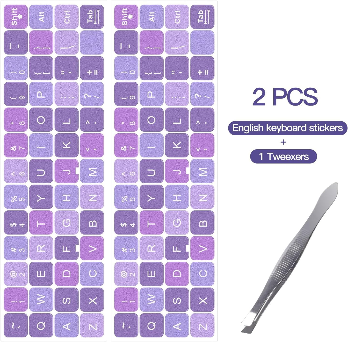 YTGRF-2PCS English Keyboard Stickers with Tweezer, Universal Keyboard ...