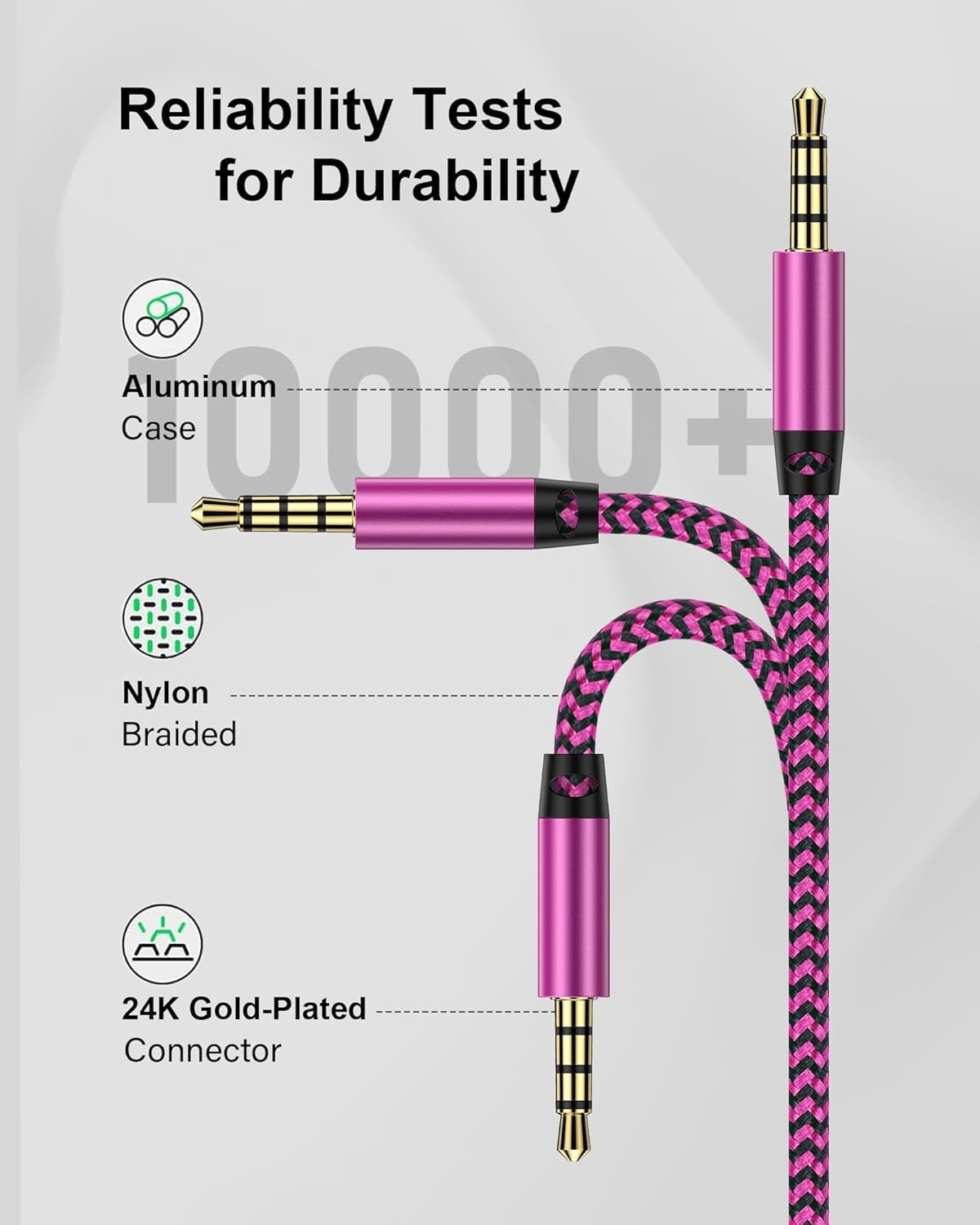 YTGRF-3.5mm Extension Cable, Braided 1/8" TRRS 4-Conductor Headphone ...